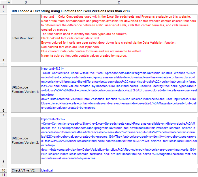 Urlencode A Text String Using Functions For Excel Versions Less Than 2013 Excel Programs And
